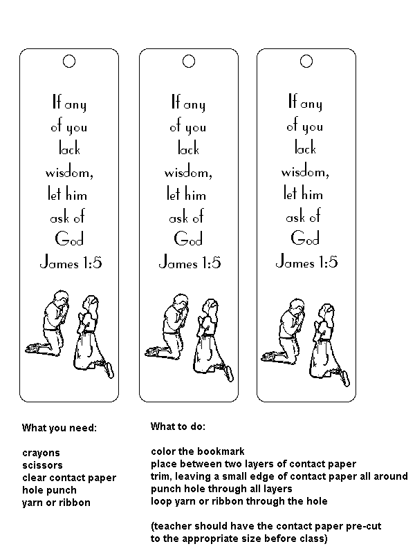 Solomon Your Wish Is Granted James 1 5 Bookmark Craft